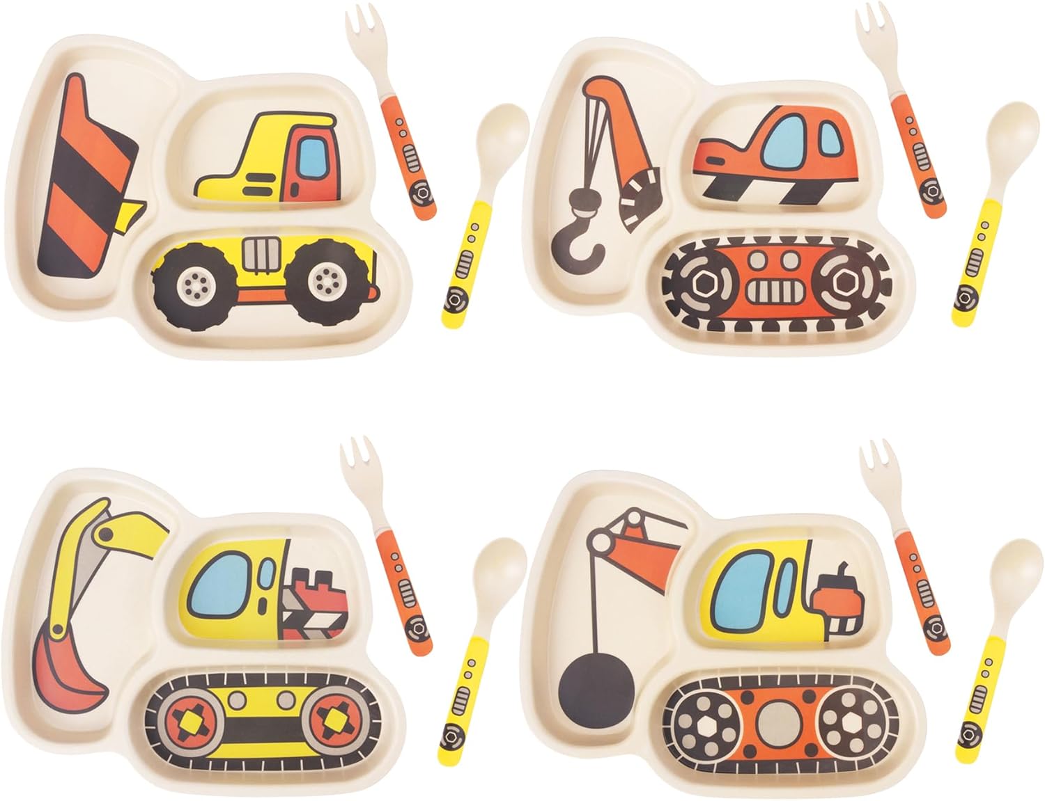 Amazon.com: Kids Plate Set, Included Plate Fork and Spoon 12-Piece Set ...