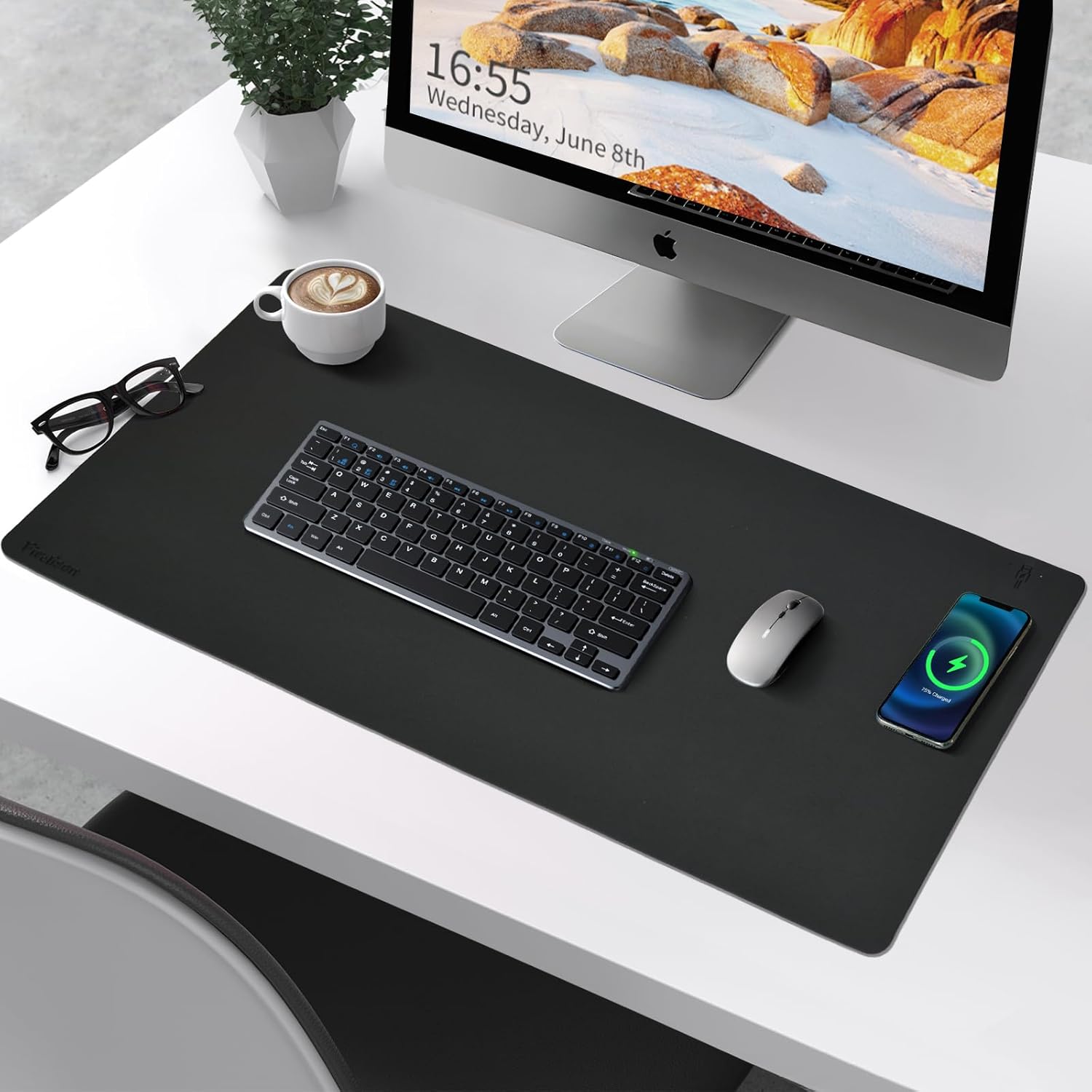 Amazon.com : Mouse Pad Desk Mat with Wireless Charging Desk Pad Large ...