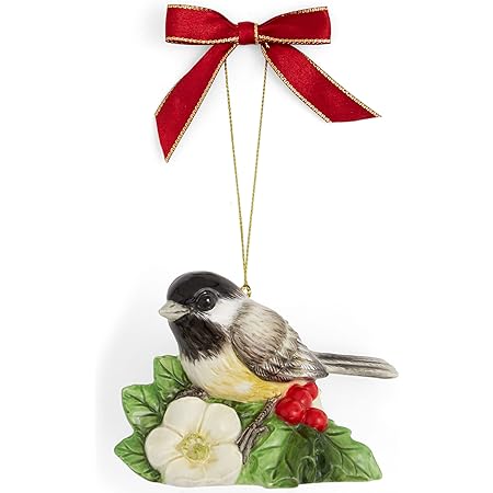 Amazon.com: Spode Christmas Tree Chickadee Ornament | Bird Ornaments ...