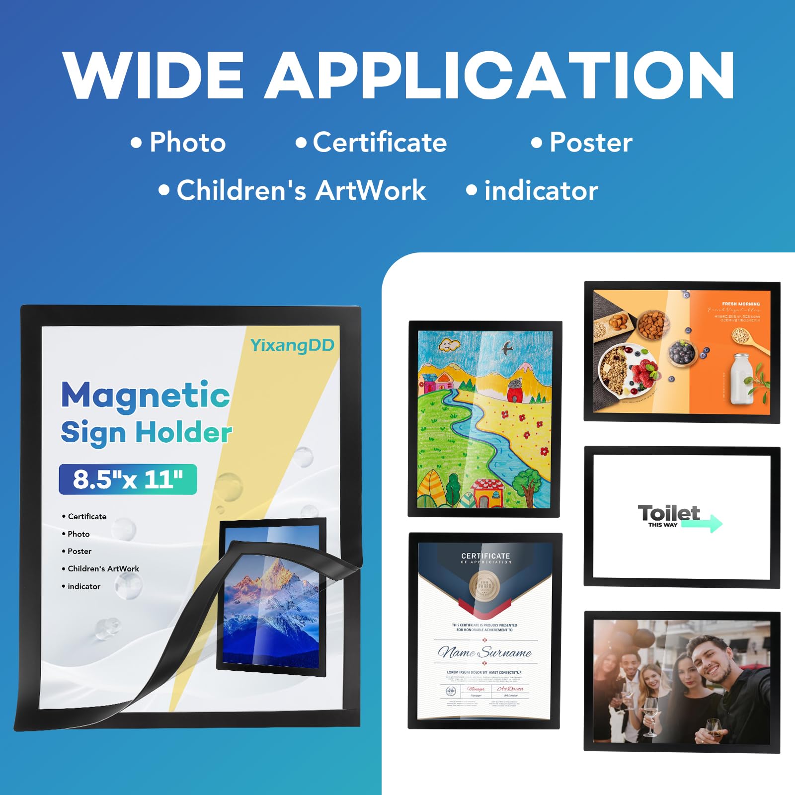 Snapklik.com : 5 Pack Magnetic Sign Holder 8.5 X 11, Self-Adhesive ...