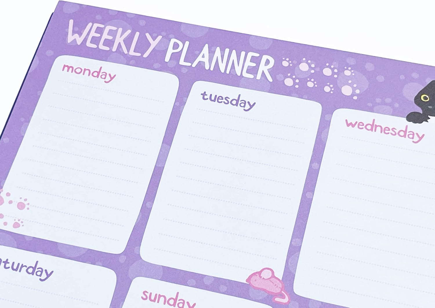Cat themed weekly planner, Weekly planner pad with cat designs, A4 tear ...