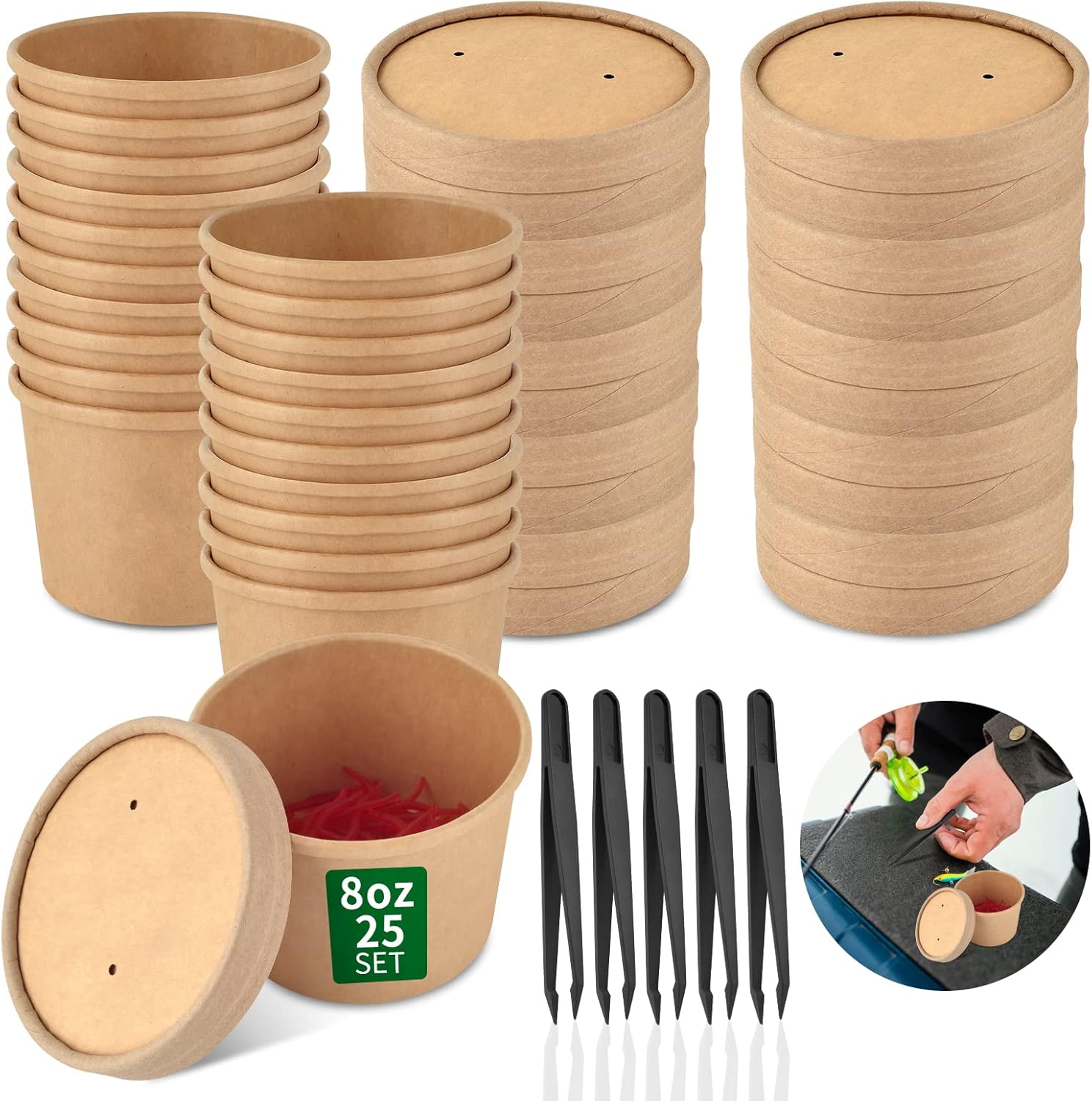 SMAODSGN 25 Set Bait Box Fishing Worms Bait Containers with Lids for ...