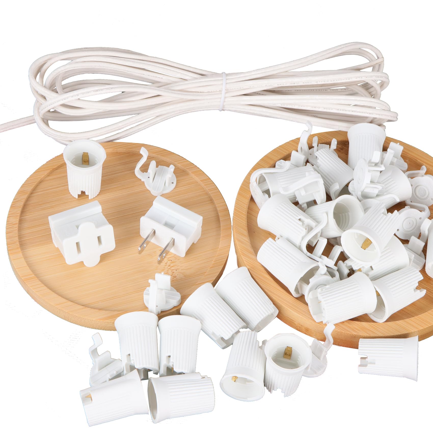 Encoidoz DIY Indoor Outdoor Light String Kit - 25FT SPT-2 18/2 Wire, 25 ...