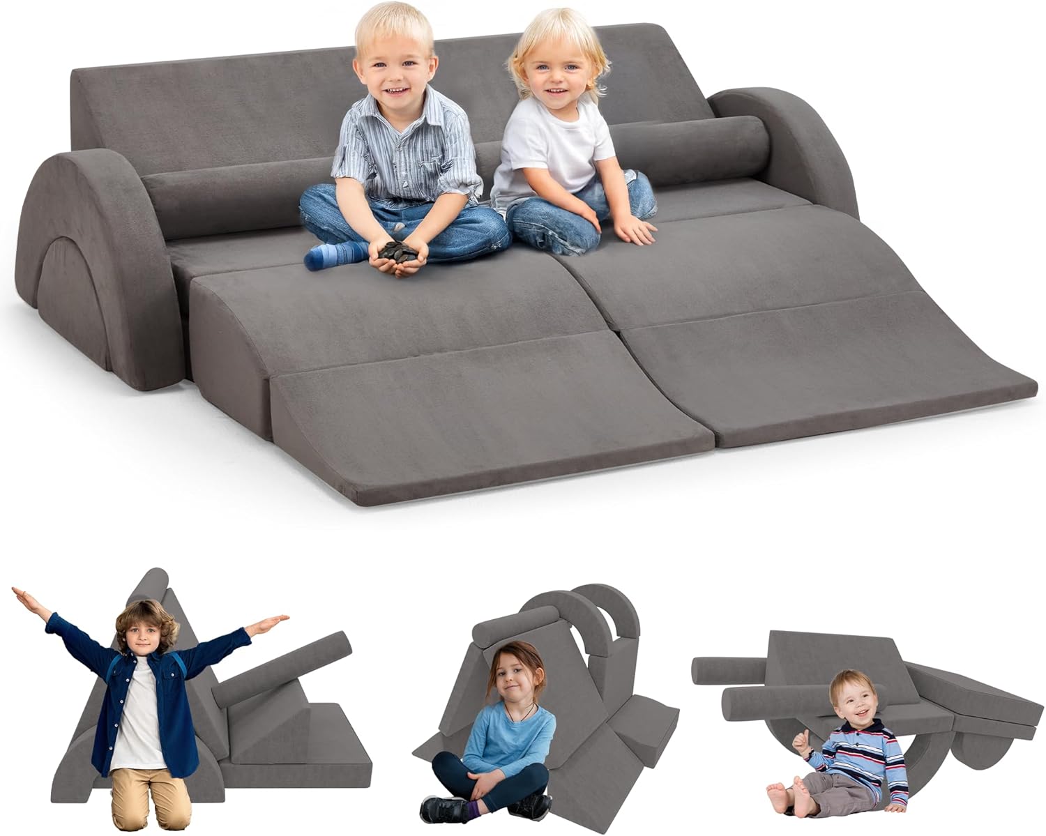 Amazon.com: HOMMOW 14pcs Kids Couch, Modular Kids Play Couch Kids Sofa ...