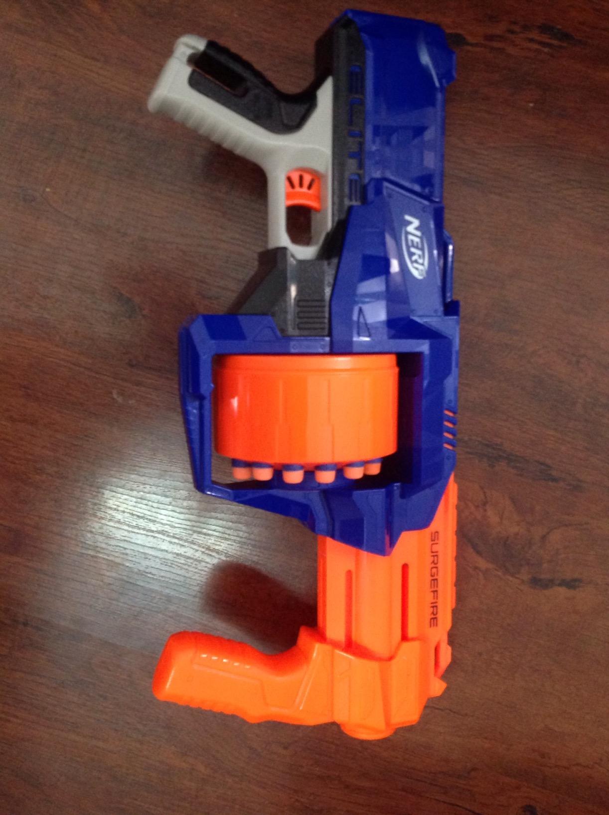 Nerf Surgefire Elite Blaster 15-Dart Rotating Drum, Slam Fire, Includes ...