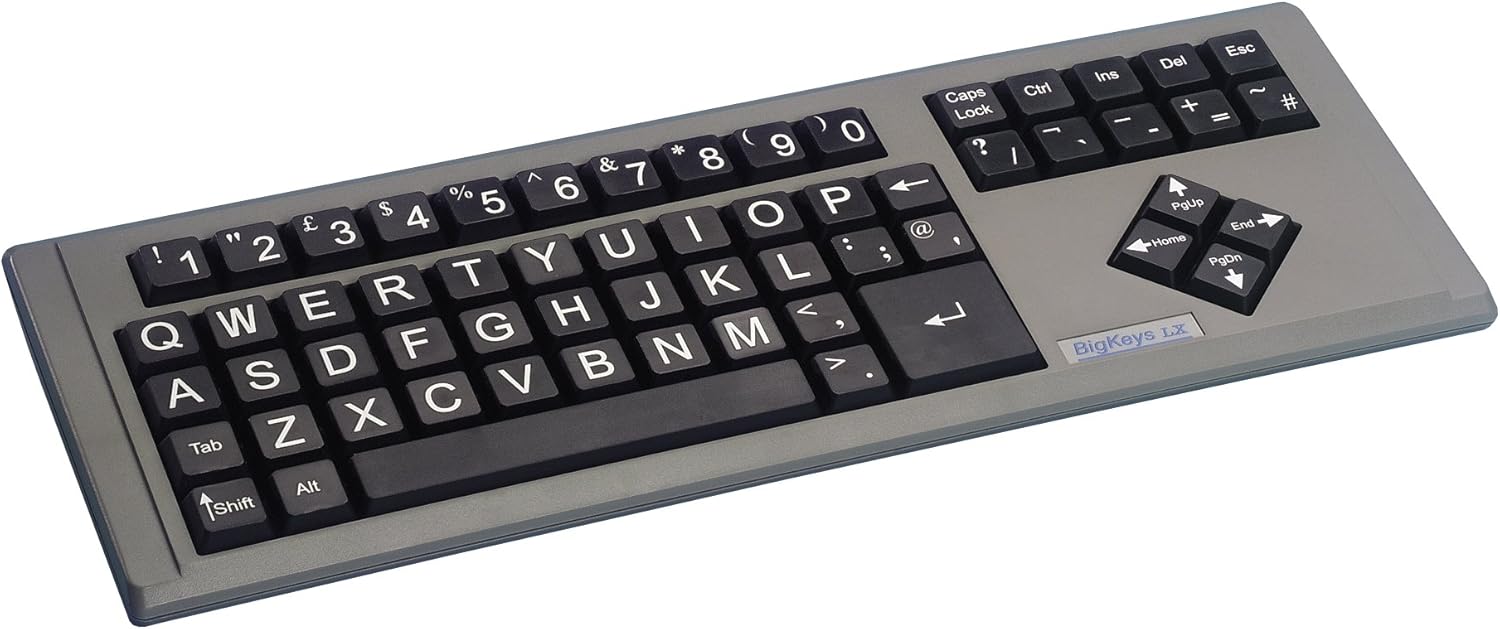 BigKeys LX Keyboard. White letters on Black keys : Amazon.co.uk ...
