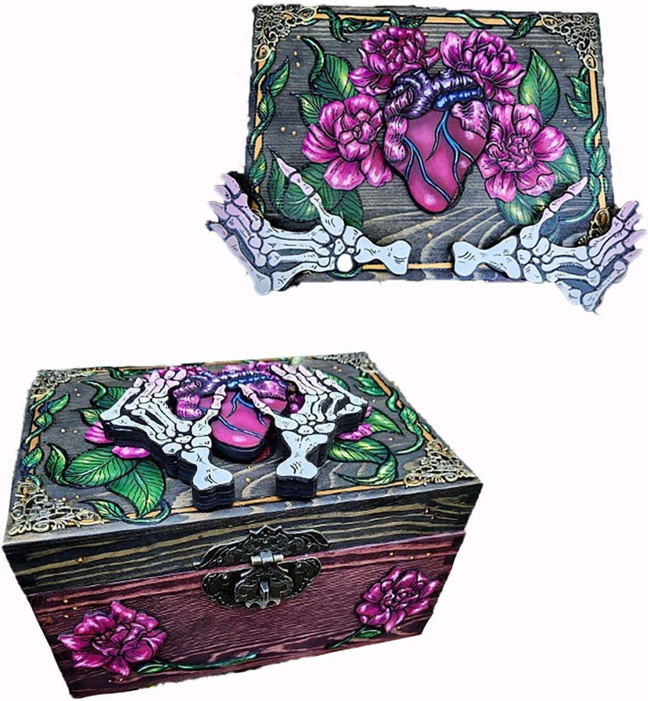 Amazon.com: FuWioR Skull And Nature Hidden Key Box，Skull Art Hidden Key ...