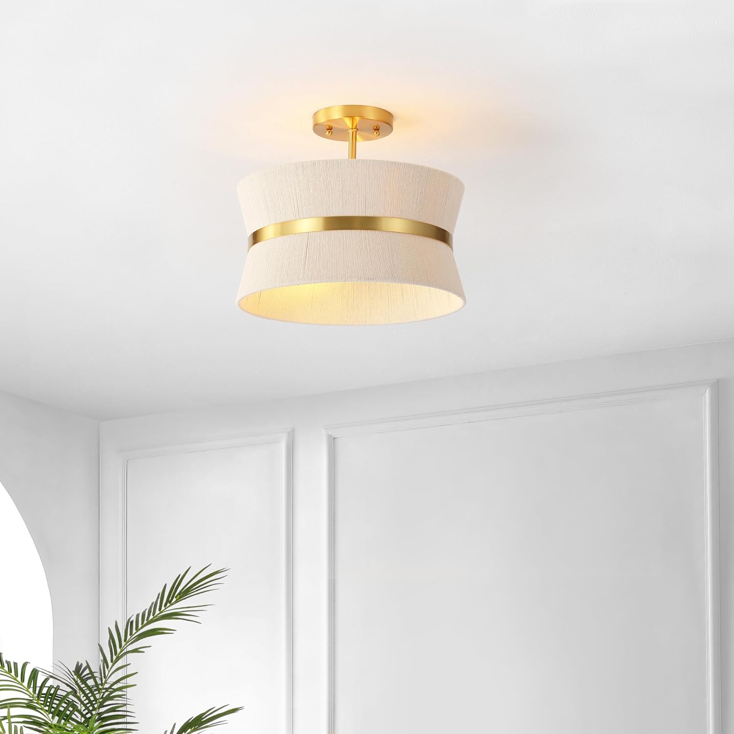 SAFAVIEH Lighting Collection Desert Bleached Natural Rope/Brass Gold 3 ...