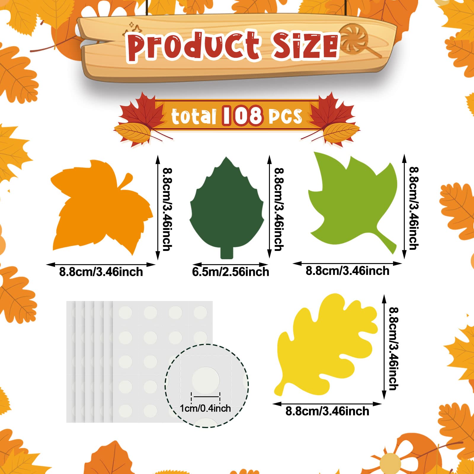 Snapklik.com : Geyee 108 Pcs Leaf Cutouts Paper Fall Leaves Cut Outs ...