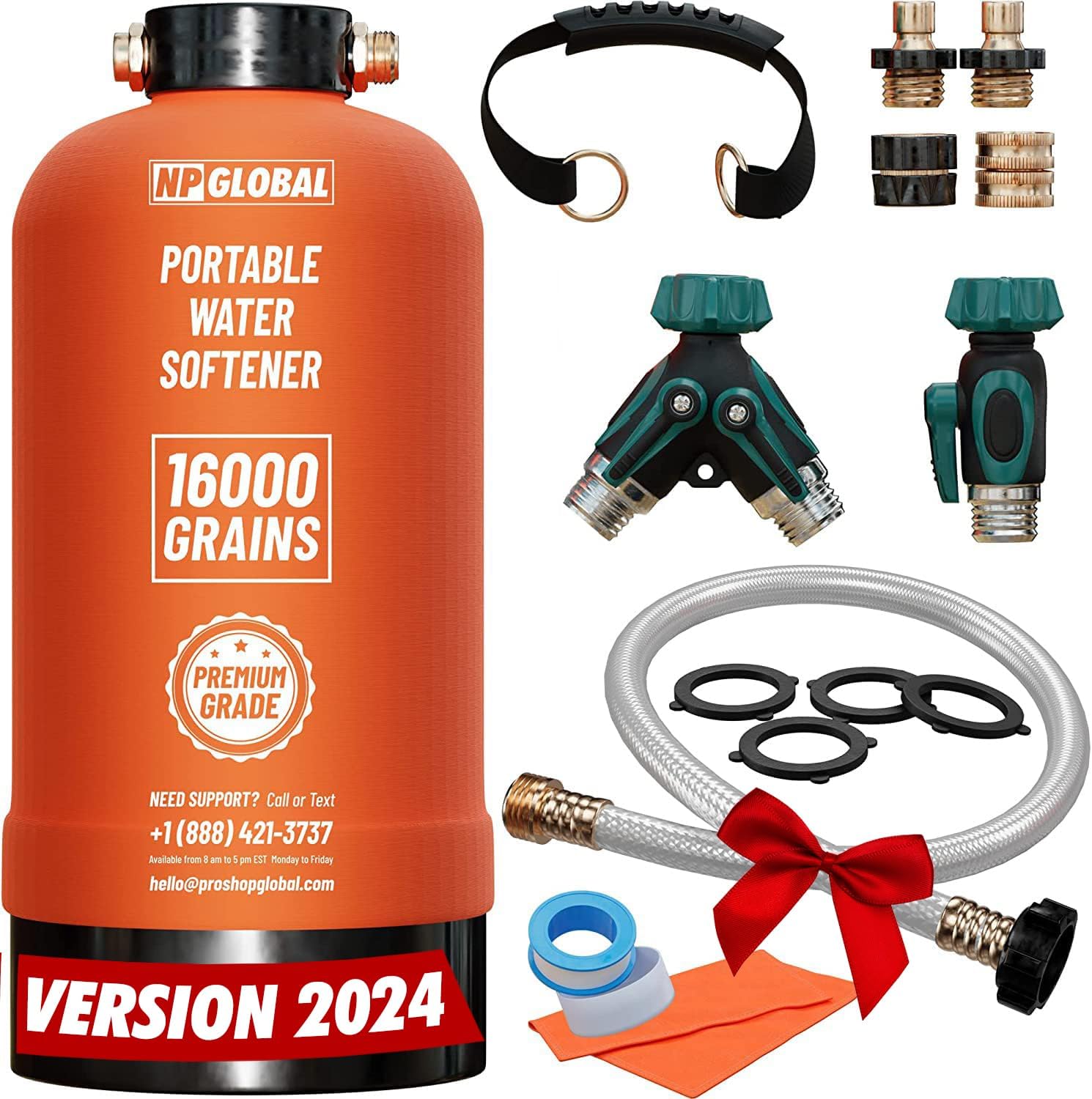 NPGLOBAL RV Water Softener Portable - 16,000 Grain, 3/4" GHT Fittings ...