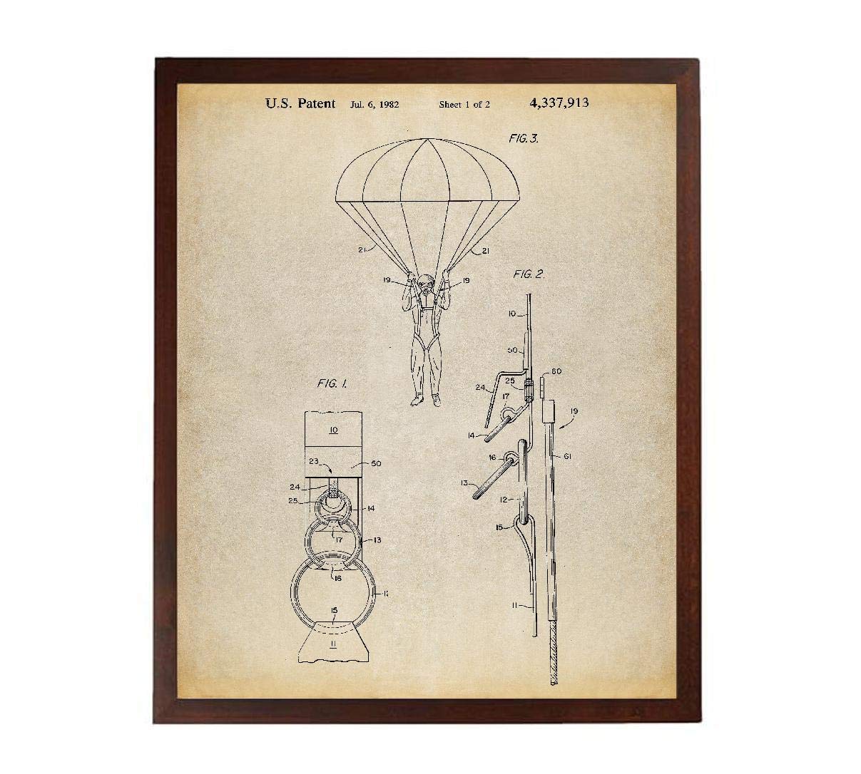 Amazon.com: Turnip Designs Parachute 1982 Patent Poster Art Print ...