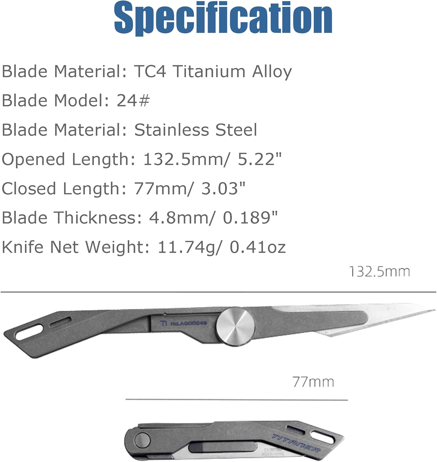 Buy TITANER Titanium Utility Knife Scalpel Knife EDC Tool Knife with ...