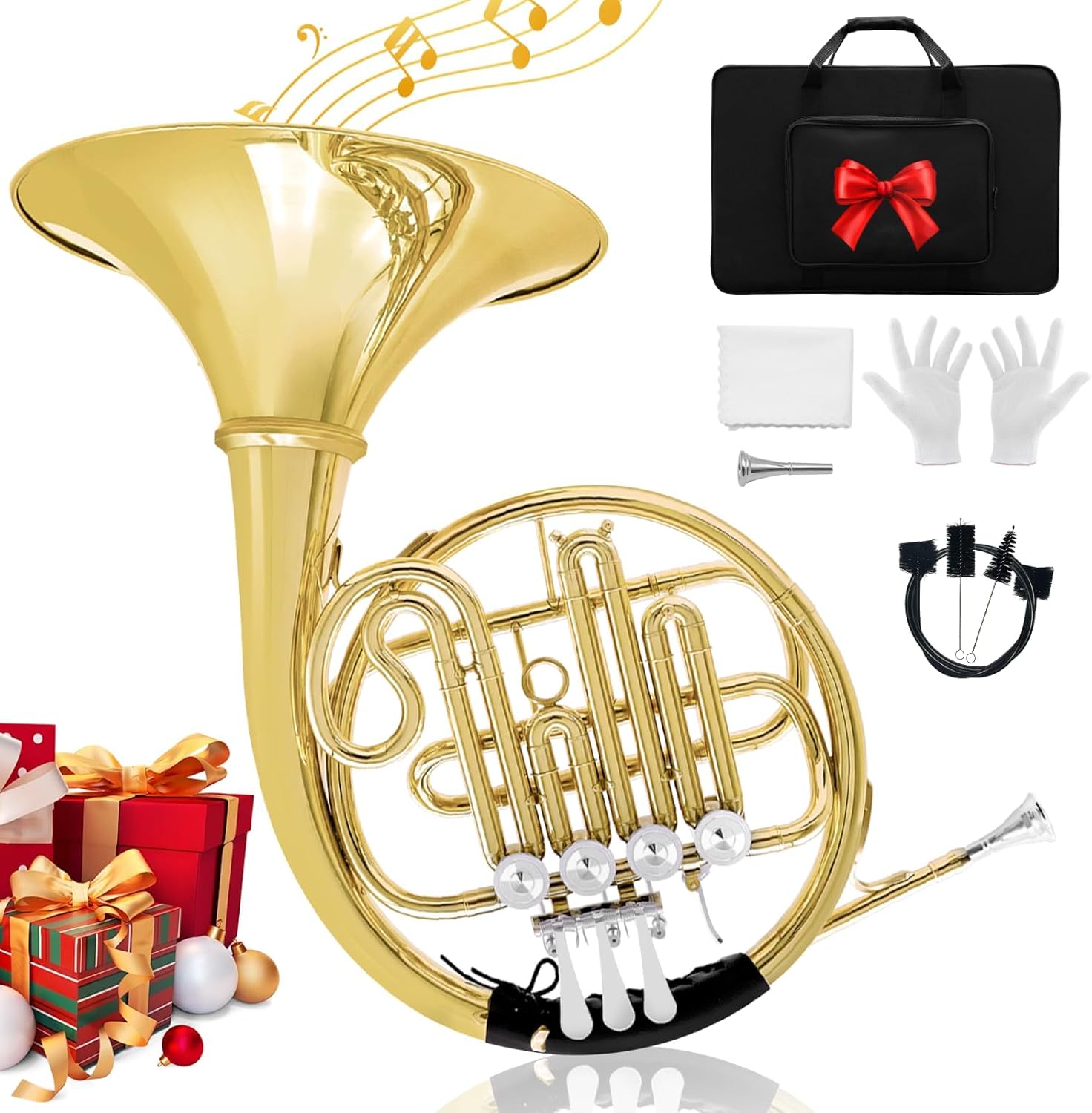 Amazon.com: French Horn B Flat, 4 Key Gold Single French Horn Beginner ...