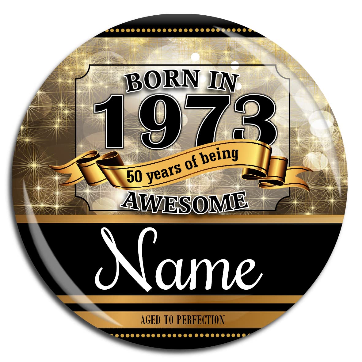 Large 75mm Personalised Born in Any Year Awesome Happy Birthday Badge ...
