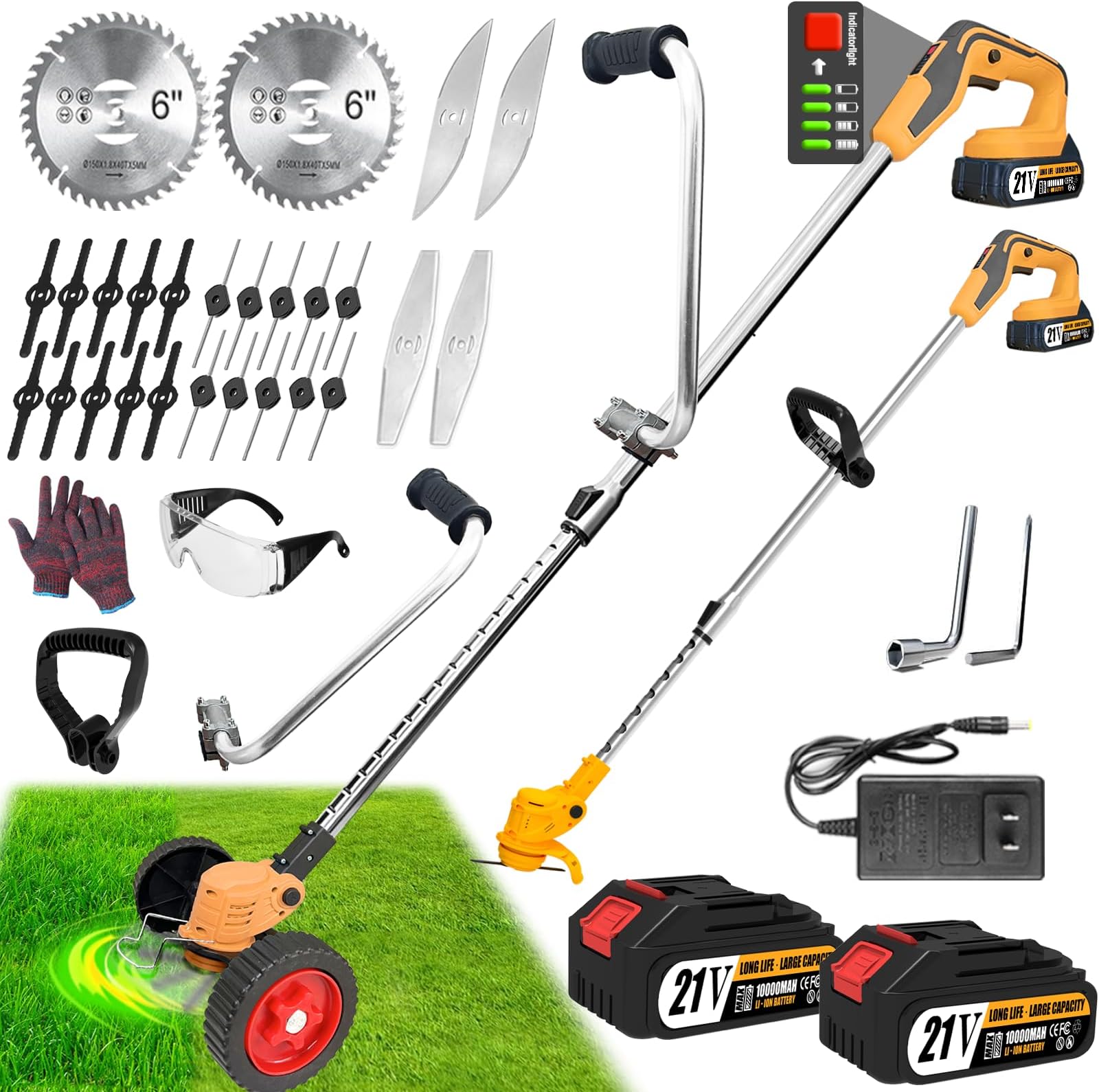 Amazon.com : Electric Weed Wacker Cordless Battery Powered Wheel Edger ...