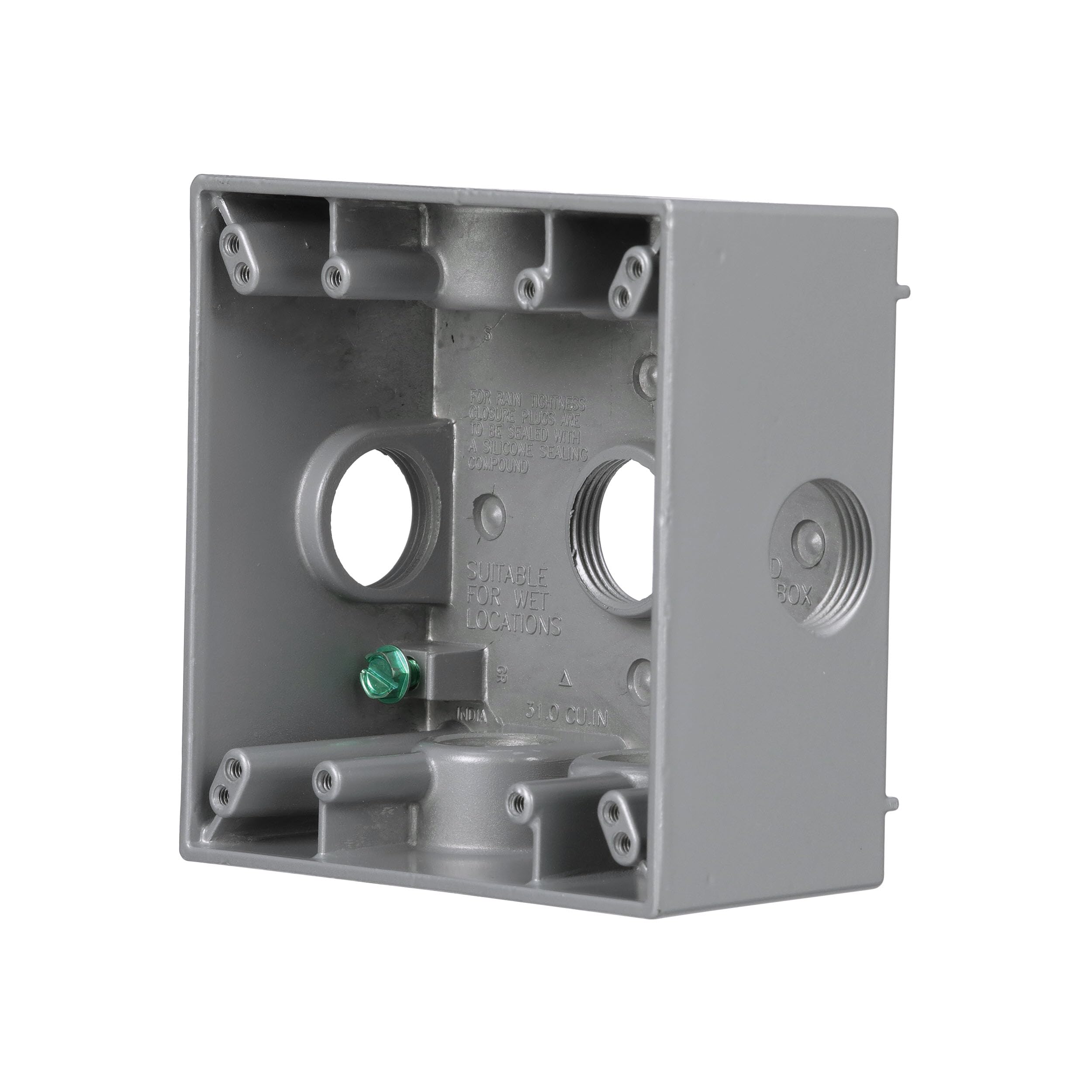 2-Gang Weatherproof Box, Seven 3/4 in. Threaded Outlets, Gray ...