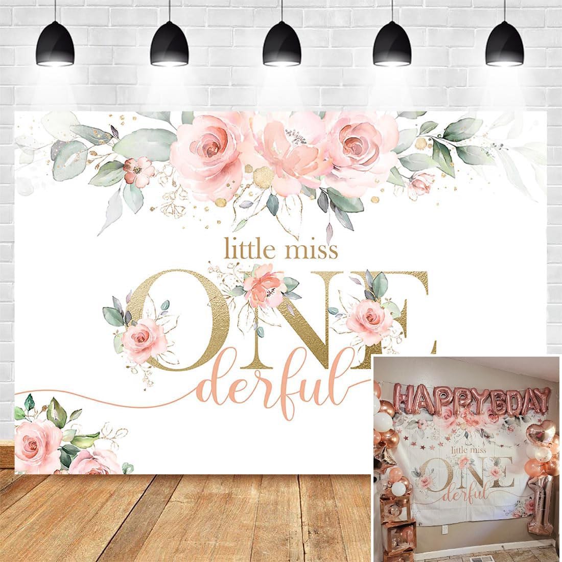 Amazon.com : Avezano Miss Onederful Birthday Backdrop Pink Floral 1st ...