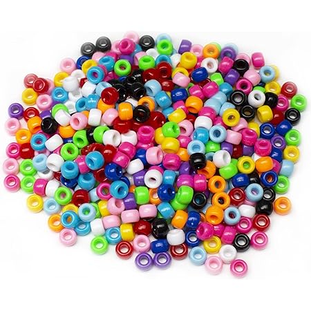 Amazon.com: Opaque Multicolor Mix Plastic Pony Beads 6x9mm, 1000 Beads ...