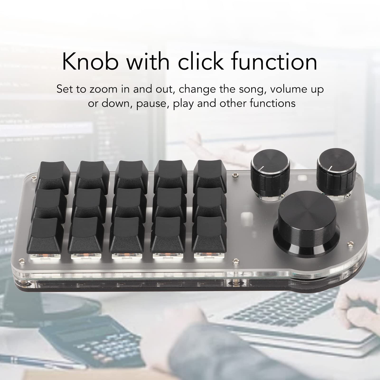 Snapklik.com : Programmable Keyboard 3 Knobs 15 Keys Portable RGB DIY Mechanical Gaming Keypad ...