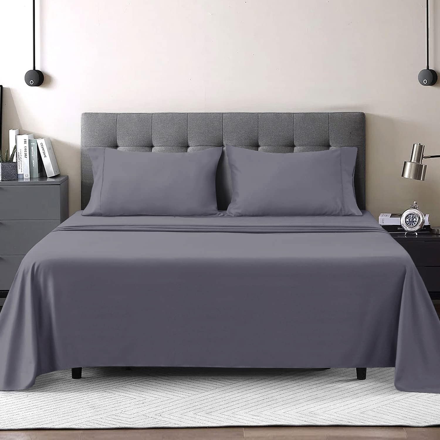 IR Imperial Rooms Grey Queen Sheet Set - 2 Piece Summer Sheets for ...