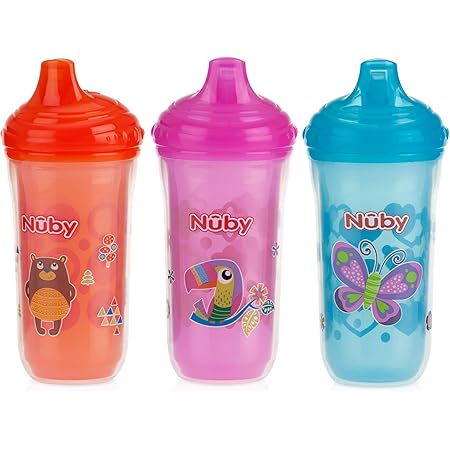 Amazon.com : Nuby 3 Piece No Spill Easy Sippy Cups with Dual Flo Valve ...