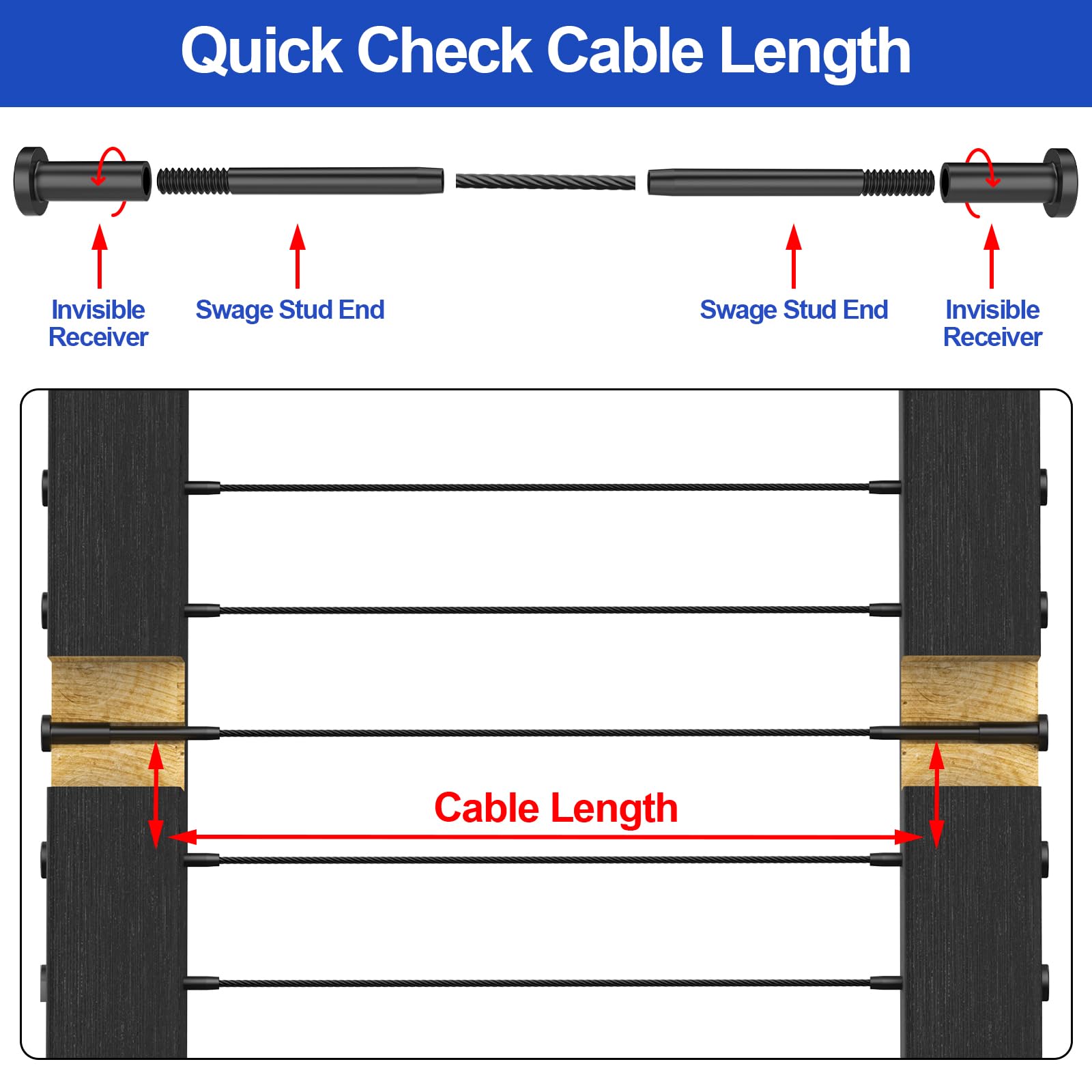 Snapklik.com : 20 Pack Black Invisible Cable Railing Kit, T316 ...