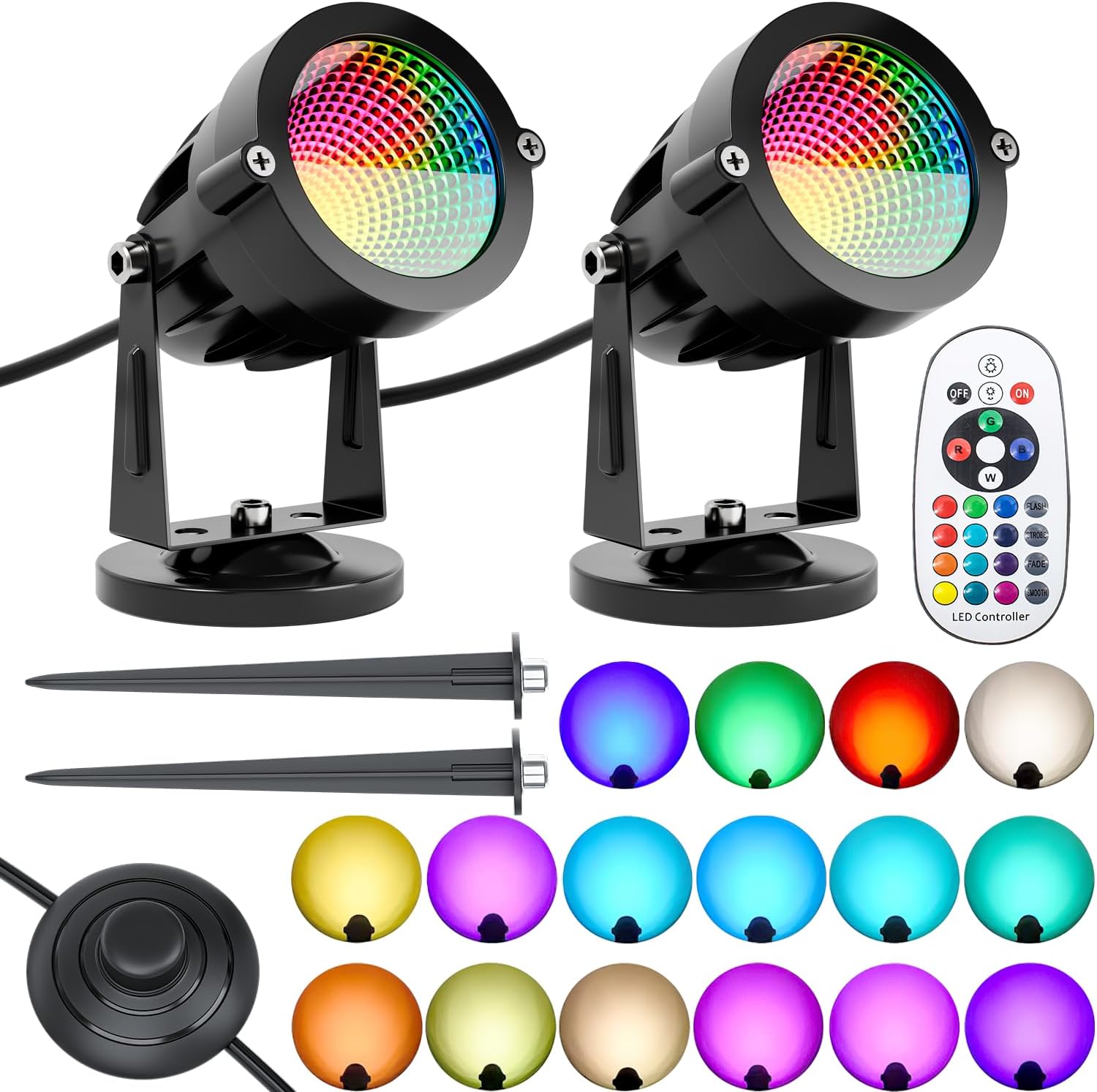 SUNVIE RGBW Christmas Spot Lights Indoor 6W Uplighting Indoor with ...