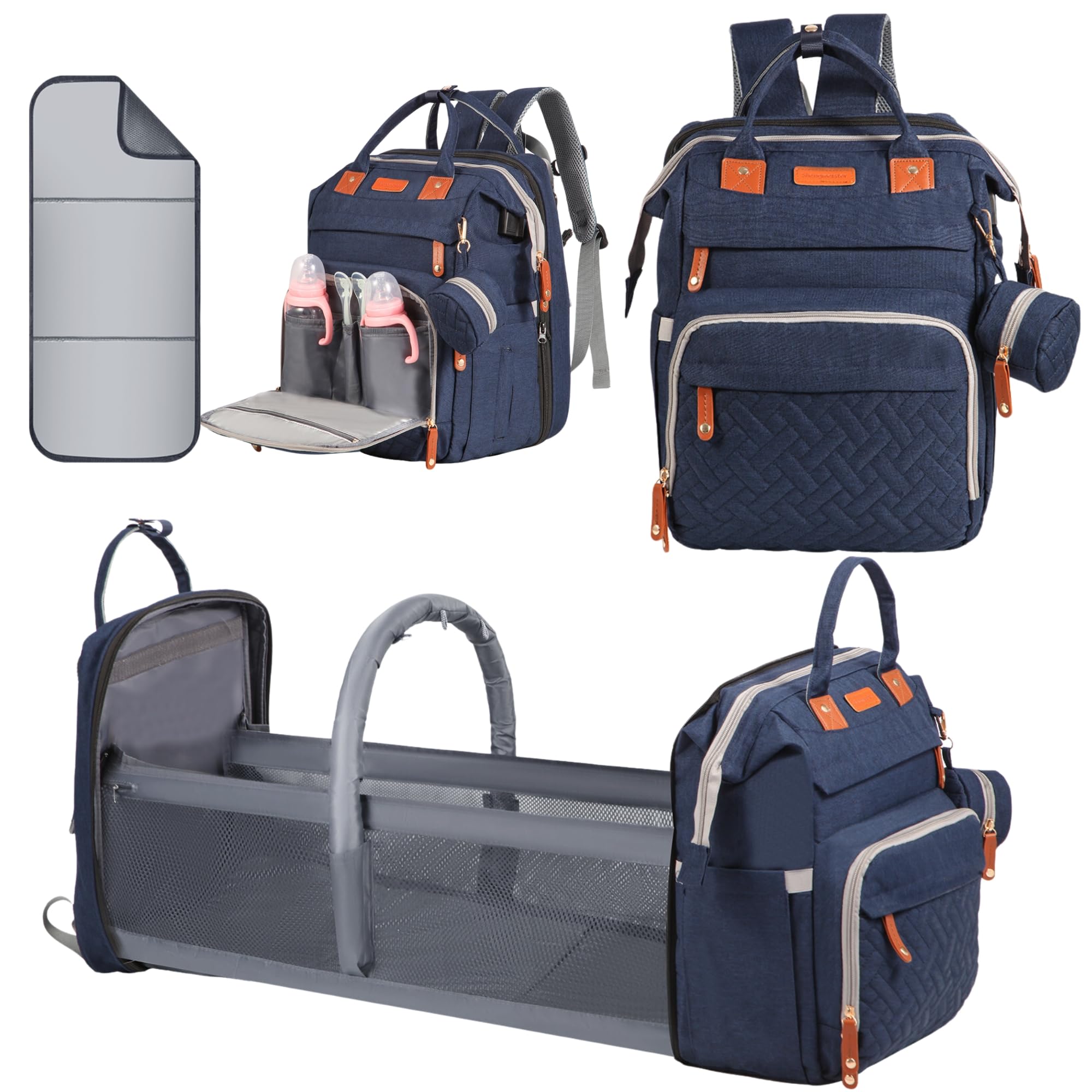 Amazon.com: Baby Diaper Bag Backpack, with Diaper Changing Station ...