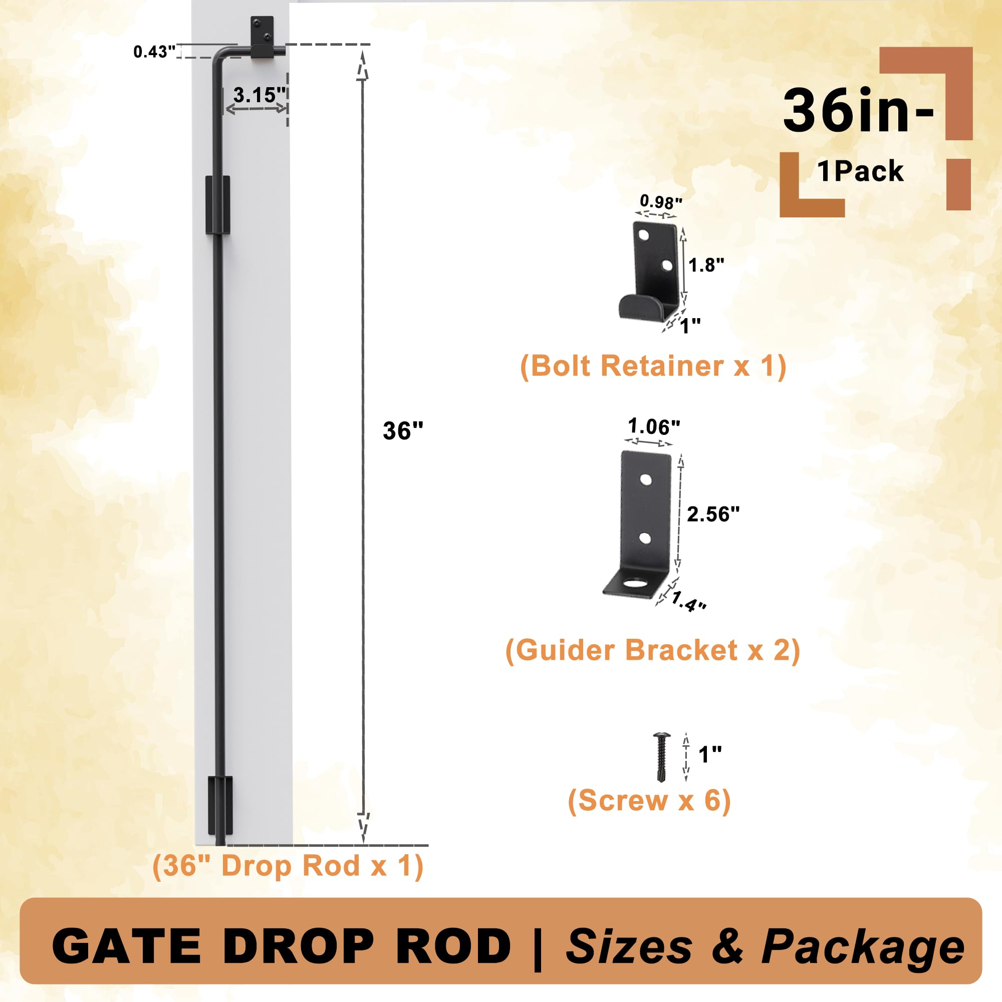 Snapklik.com : Auxdee 36 Inch Gate Drop Rod, Cane Bolt For Wooden ...