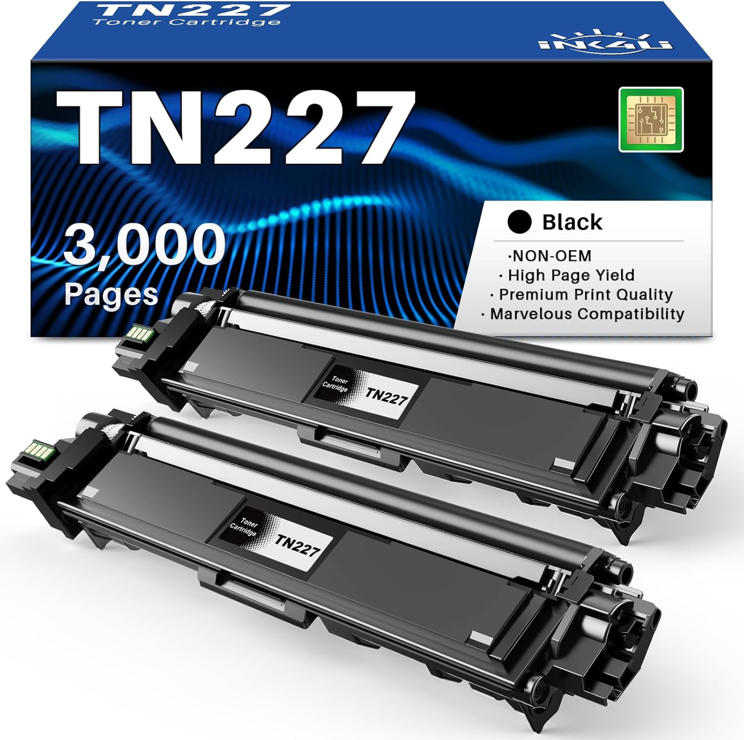 Amazon.com: INK4U TN227 Black Toner Cartridges Compatible Replacement ...