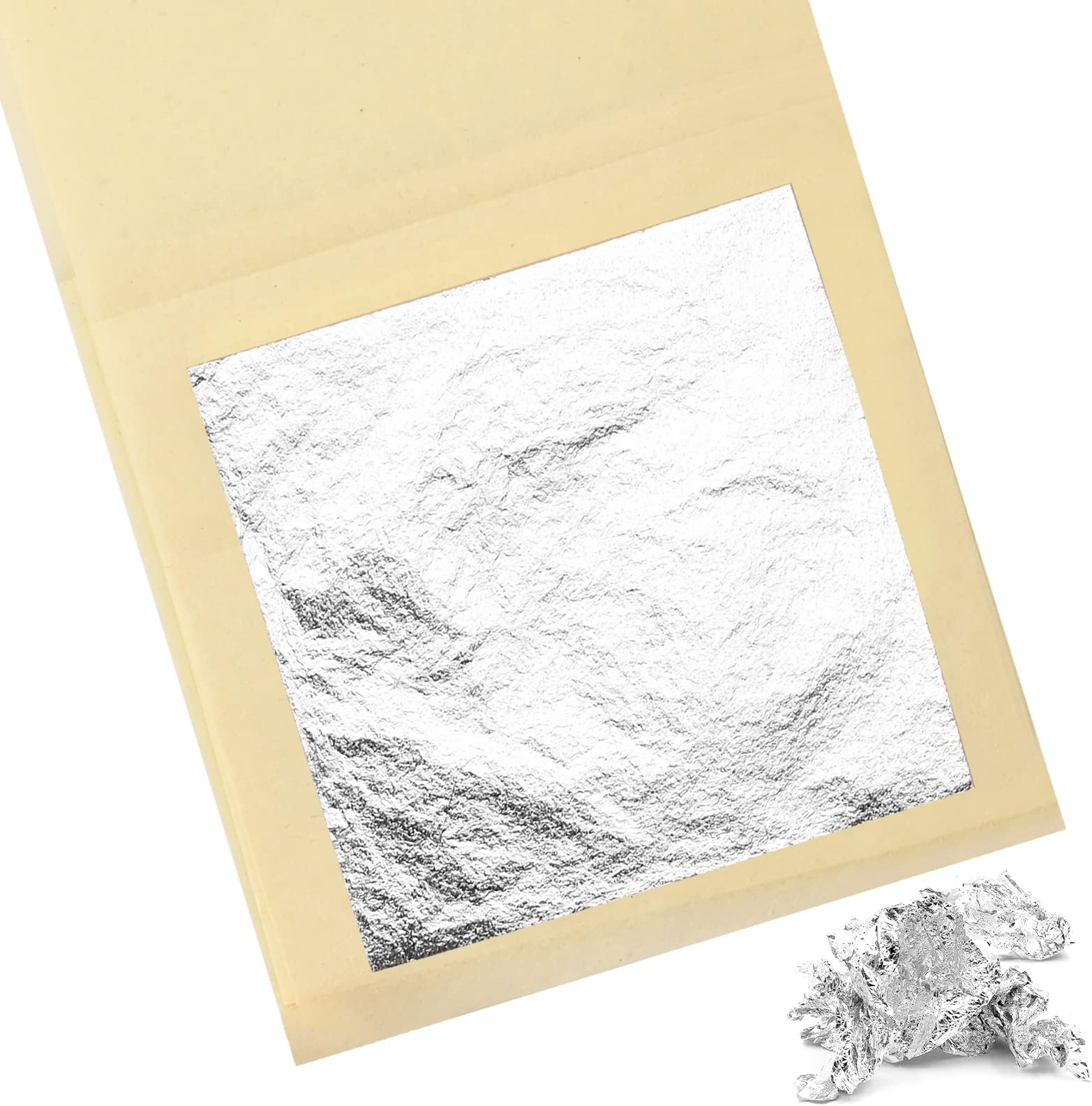 10 Pcs Silver Leaf Sheets, 6cm x 6cm Edible Silver Foil Sheets with ...