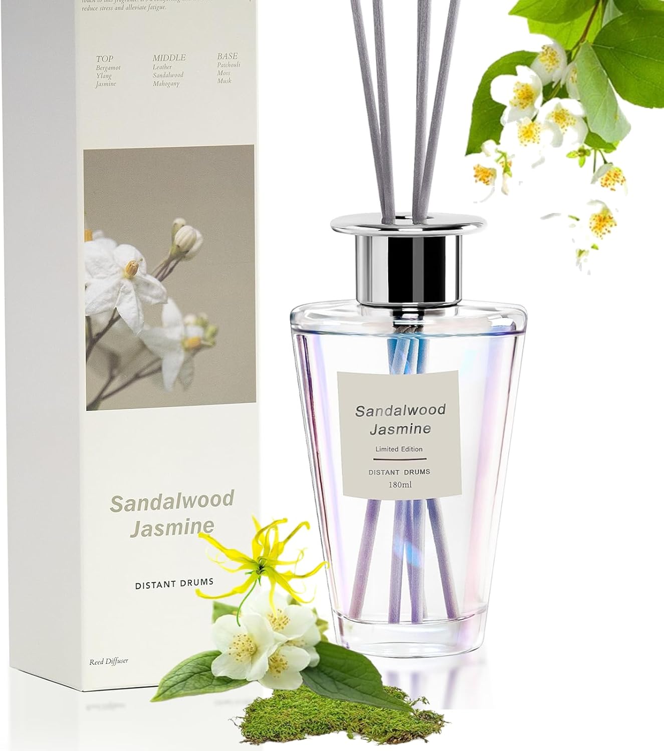 Amazon.com: Jasmine Sandalwood Premium Reed Diffuser Set for Home ...