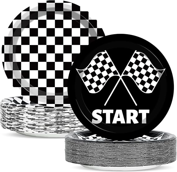 Amazon.com: CHUNNIN 50 PCS Race Car Black and White Checkered Paper ...