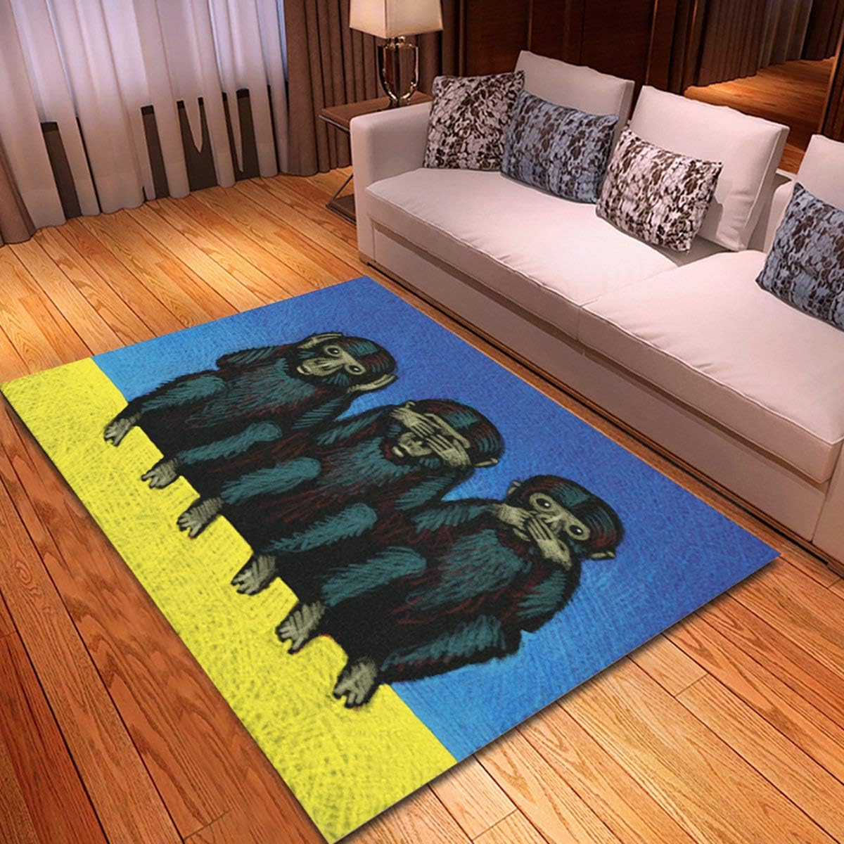 Amazon.com: rouihot Non-Slip Area Rug 2'x 3' Colorful Evil of Monkeys ...