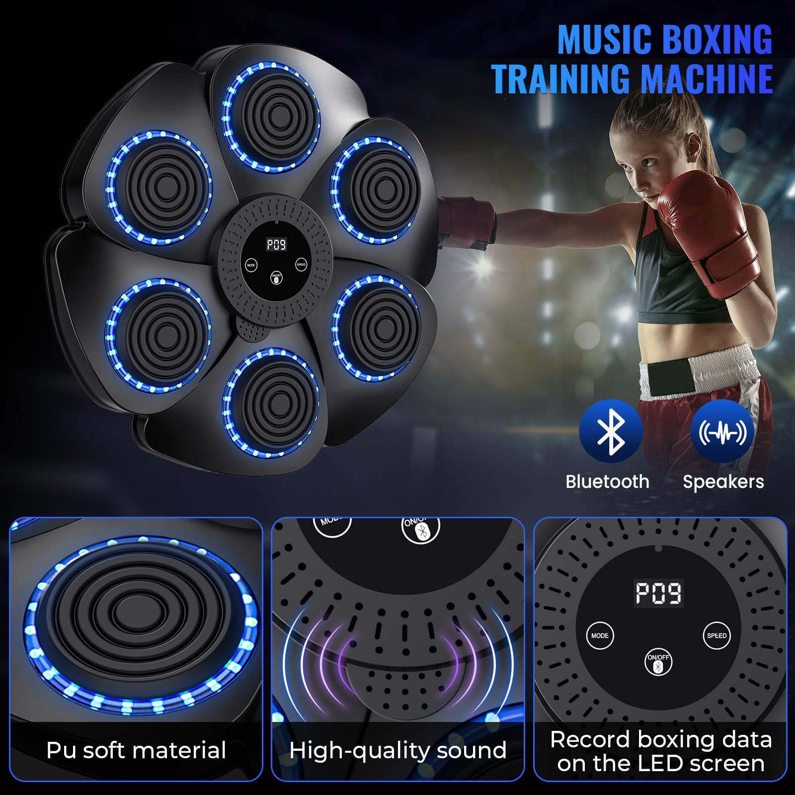Music Kids Boxing Gloves With Smart Features, Wall Mounted, 9 Speed ...