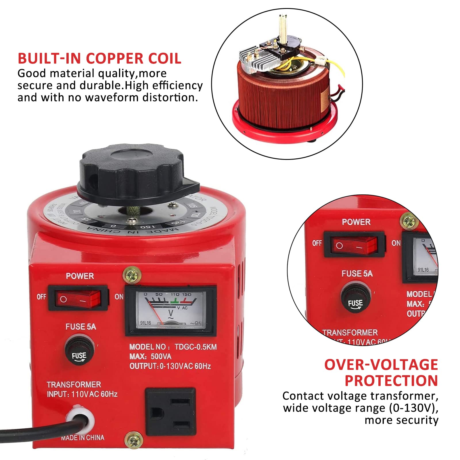 Buy YaeCCC Auto Voltage Transformer AC Variable Voltage Converter ...