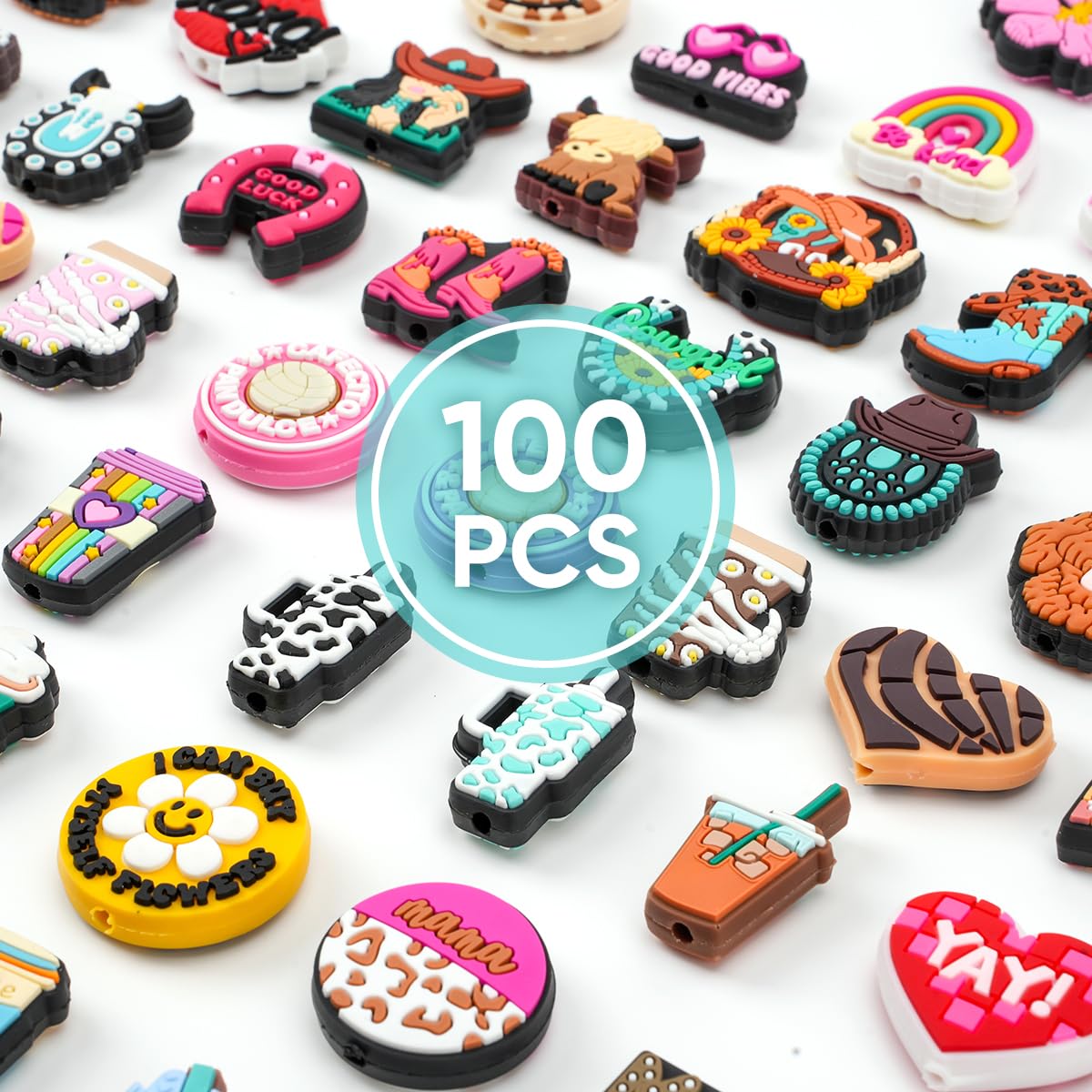 Amazon.com: YOPPIX 100Pcs Focal Beads Bulk, Random Pattern Focal Beads ...