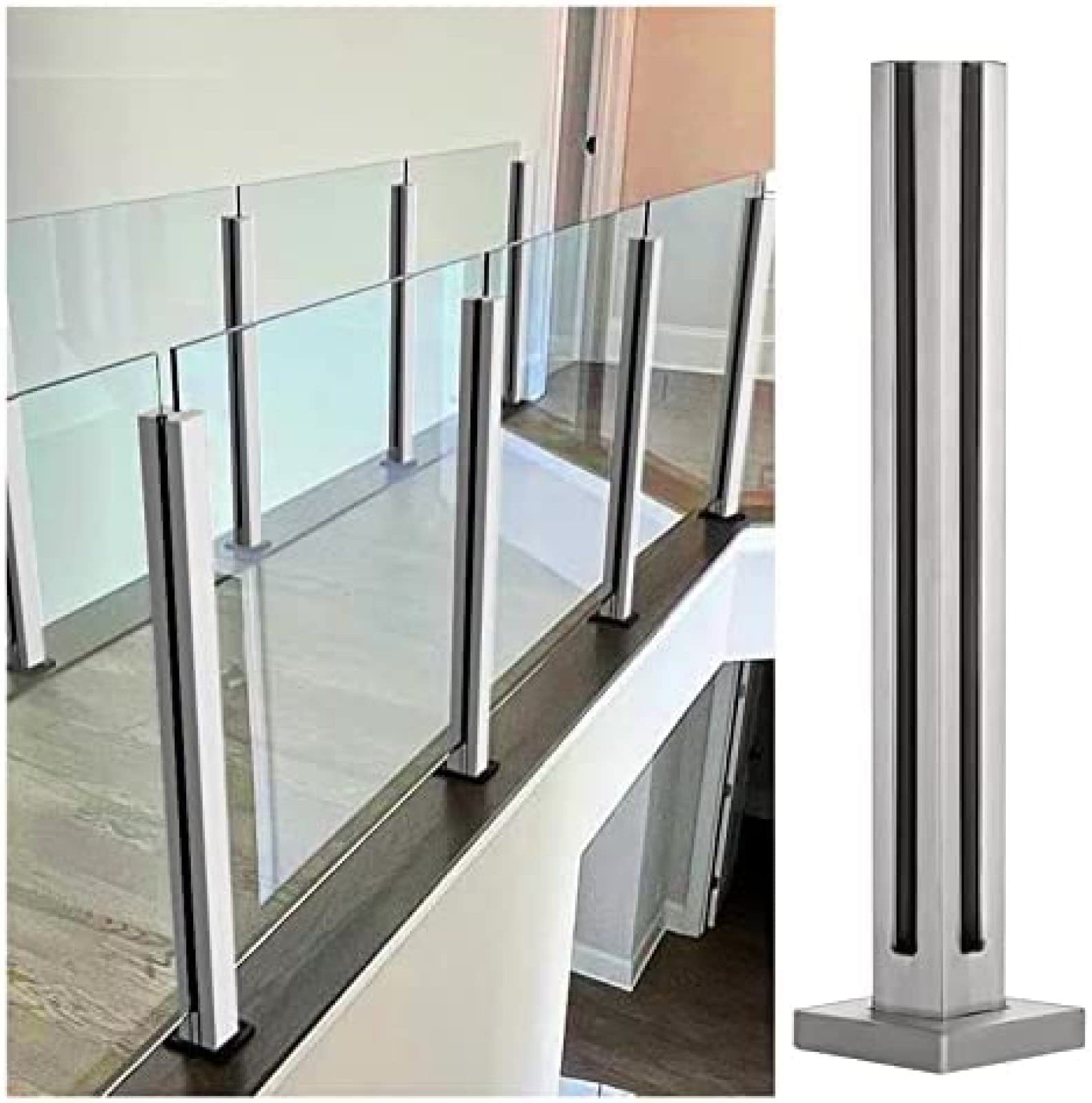 Amazon.com: Commercial Sqaure Glass Railing Post for Inside Outside ...