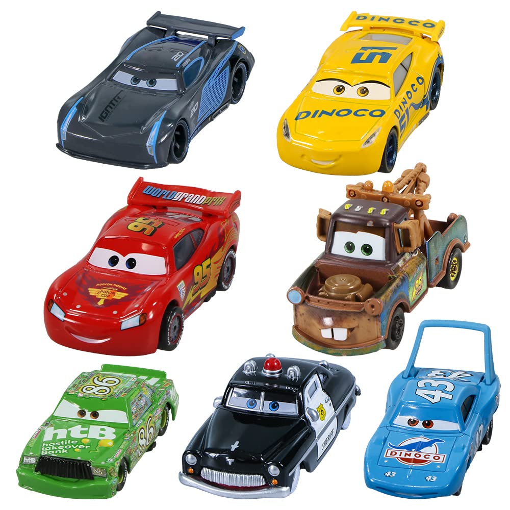 Emakefun 7Pcs Cars Movie Toys 2 3 Mcqueen Mater Chick Hicks Cruz Sheriff The King Jackson Car ...