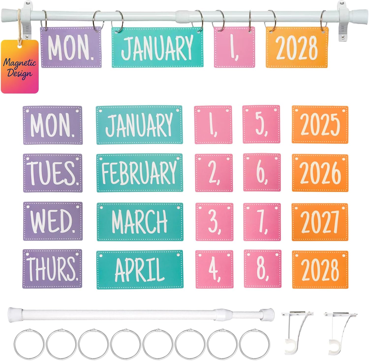 Amazon.com: Magnetic Flip Calendar for Classroom – Rainbow Classroom ...