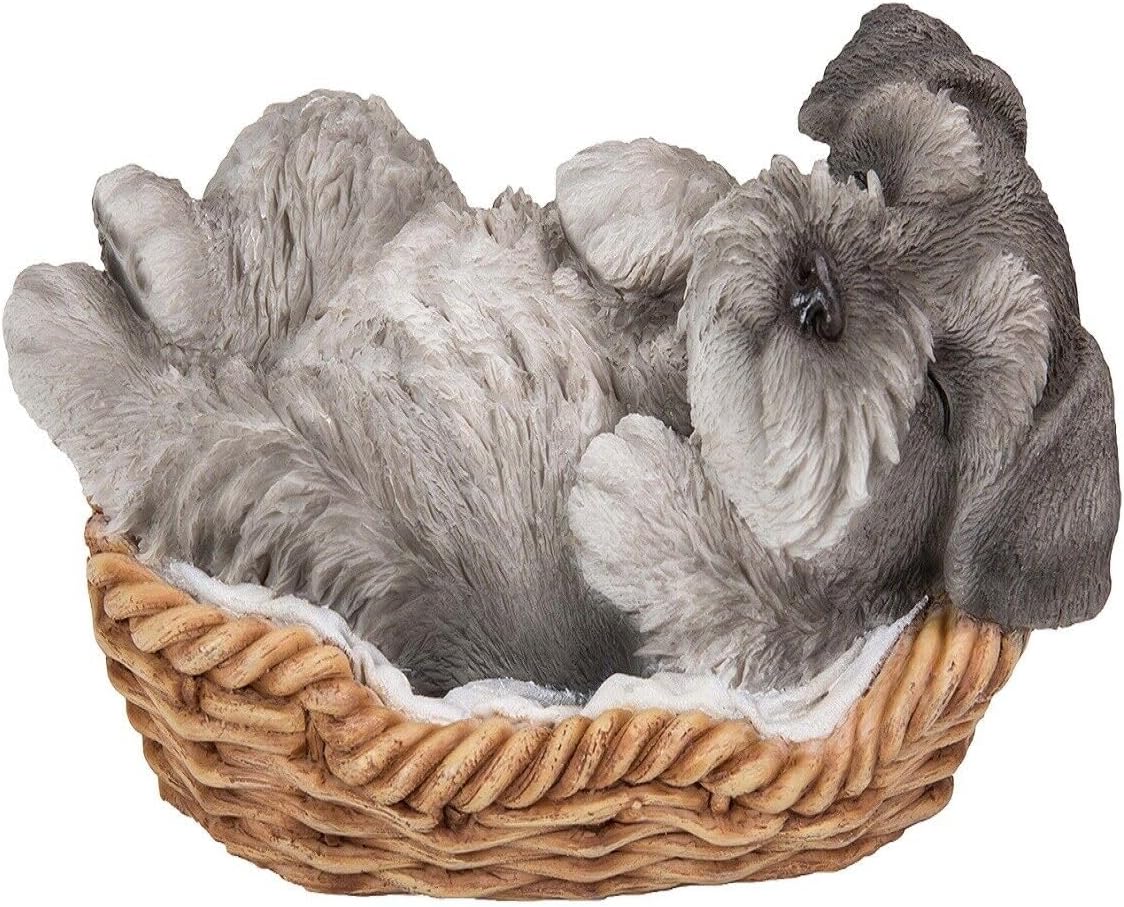 Pacific Giftware Mini Schnauzer Puppy in Wicker Basket Pet Pals ...
