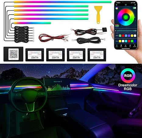 Amazon.com: Acrylic Interior Car LED Strip Light with Wireless APP, RGB ...