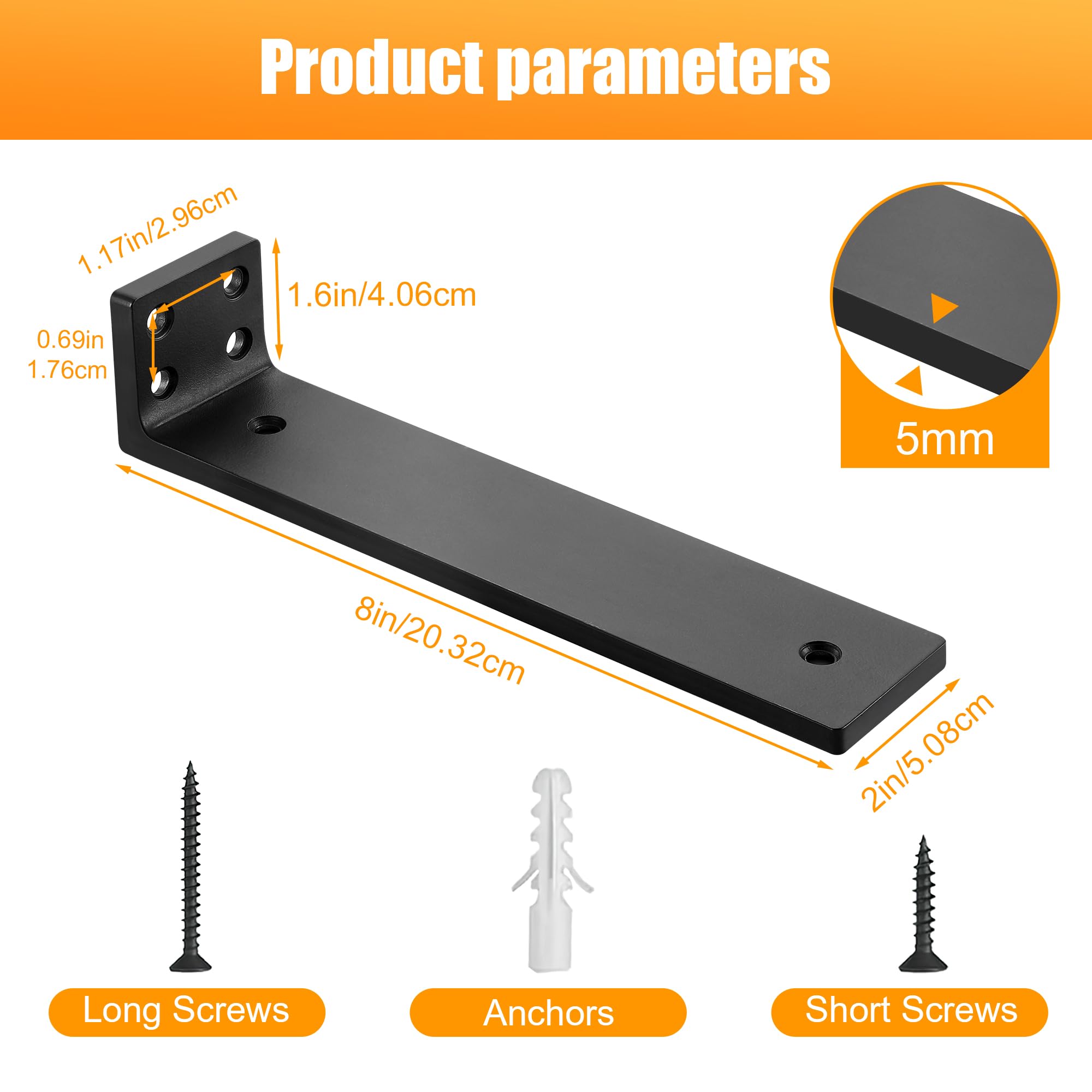 Snapklik.com : Floating Shelf Brackets 8 Inch, Heavy Duty Wall Shelf ...