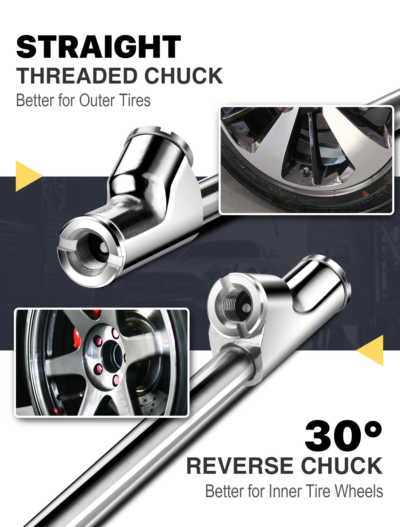 Snapklik.com : EVOULTES 14" Extended Reach Dual Head Air Chuck, 2-Way ...