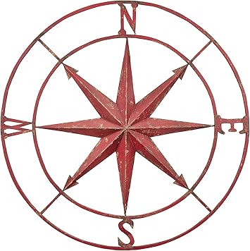 Amazon.com: Creative Co-Op Decorative Round Metal Compass Wall Décor ...