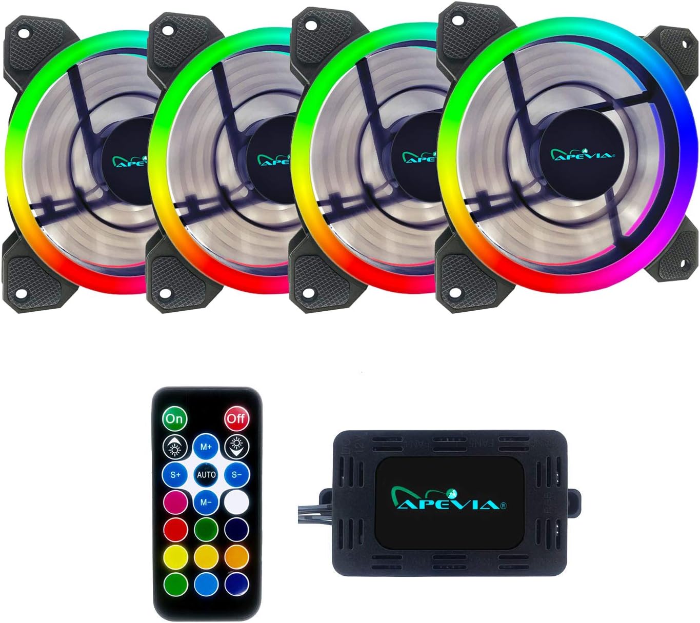 Amazon.com: Apevia ST4-RGB Spectra 120mm Silent Dual Ring RGB Color ...