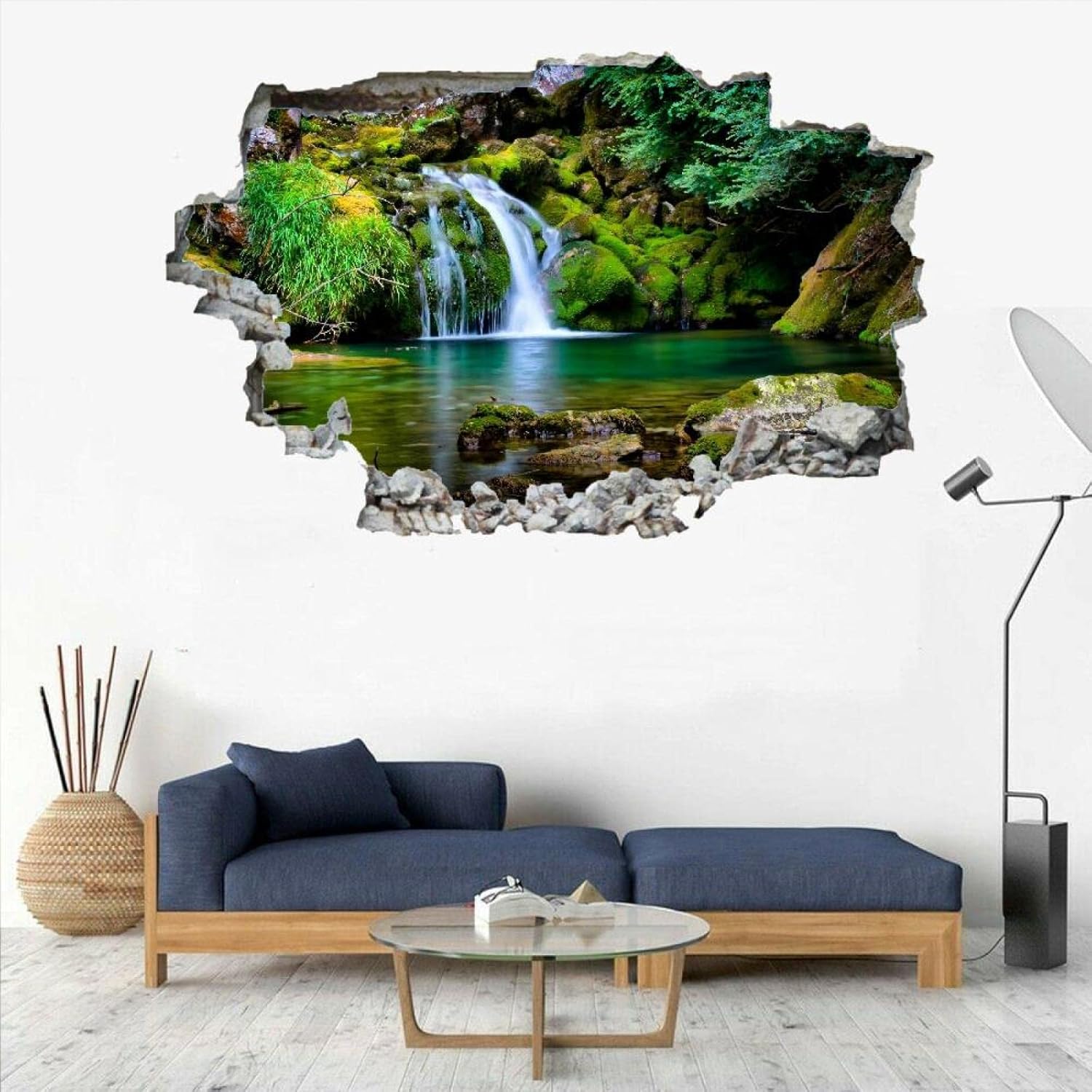 Amazon.com: Waterfall Wall Decal 3D Smashed Art Decor River Wall Tattoo ...