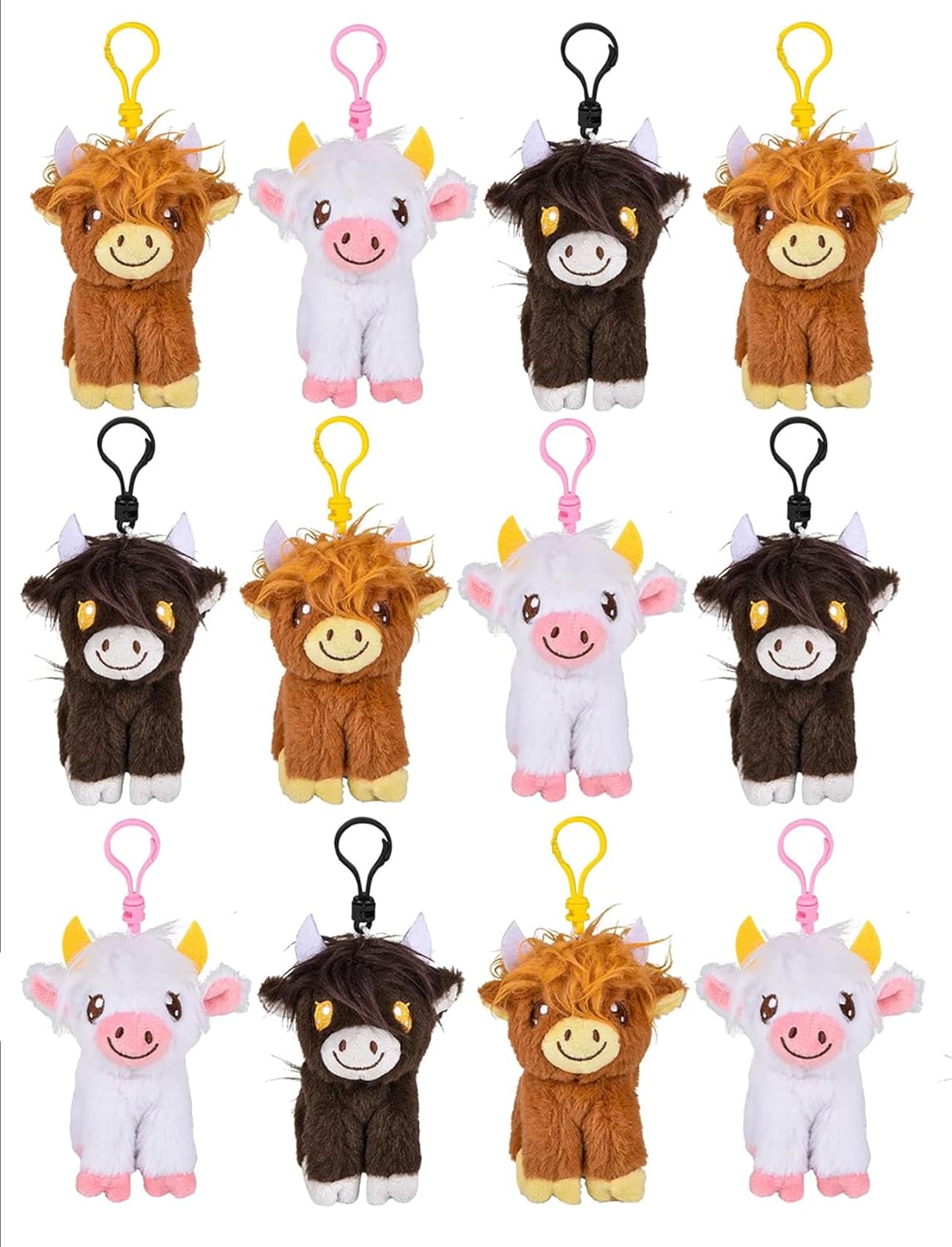 Amazon.com: Set of 12 Highland Cow Plush Stuffed Animals with Clip ...