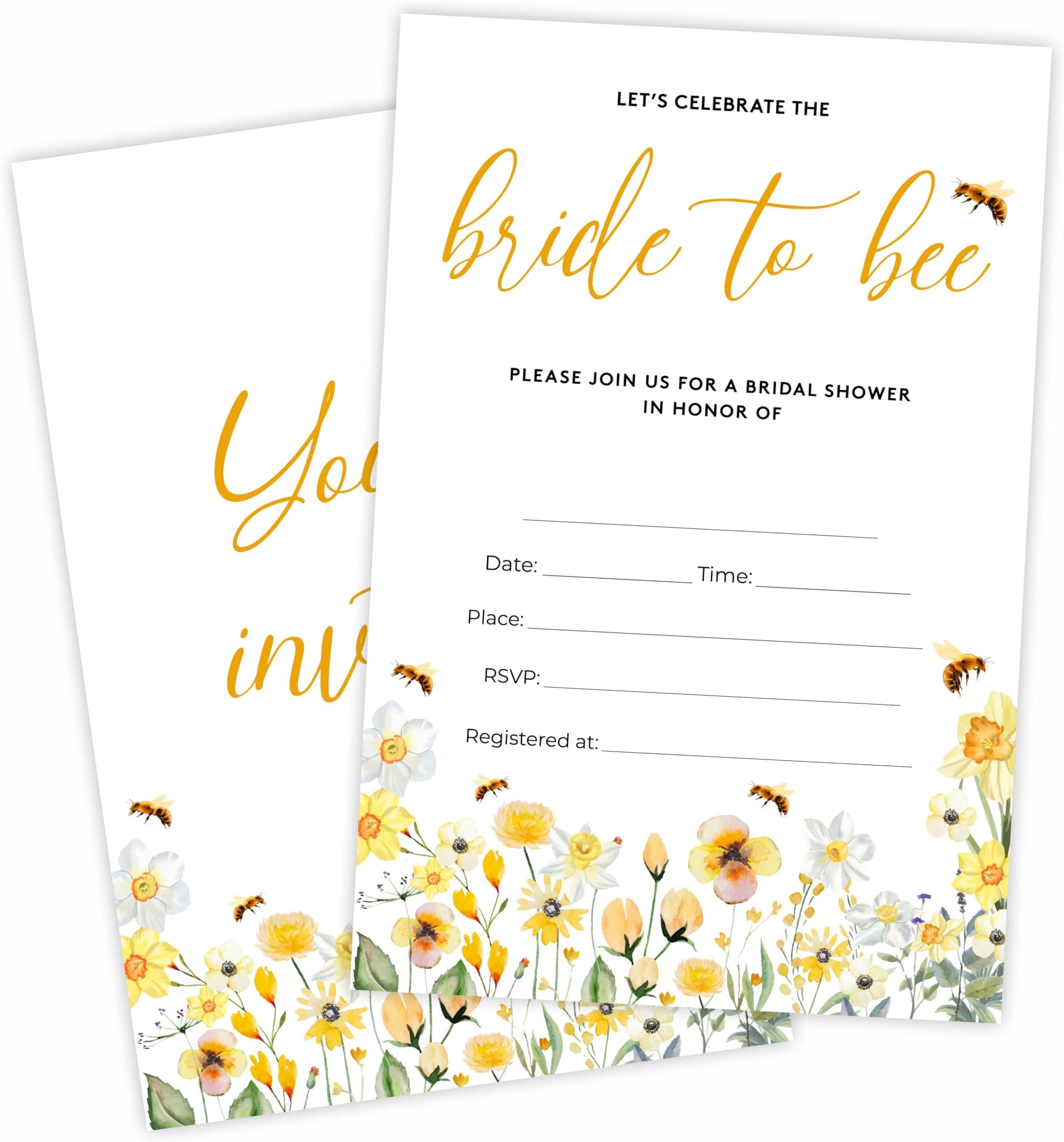 Amazon.com : ESAMP White Floral Bridal Shower Invitations, Fill-in ...