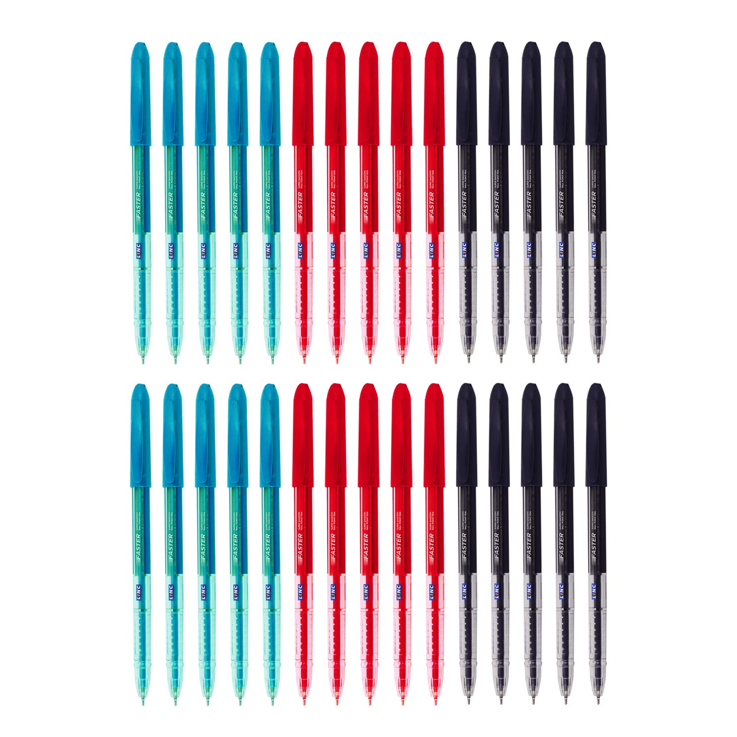 Linc Faster Ball Pen, Combo, Black, Blue, Red, 30 pcs : Amazon.in ...